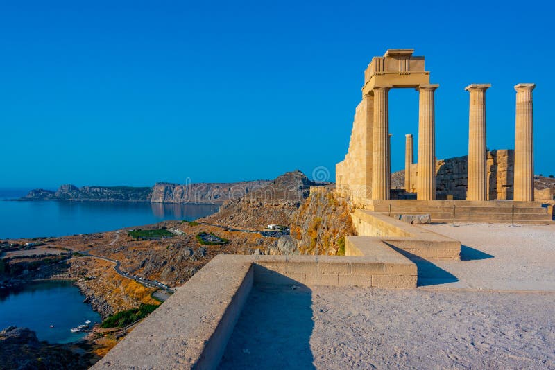 View of Lindos Acropolis at Greek Island Rhodes Editorial Image - Image ...
