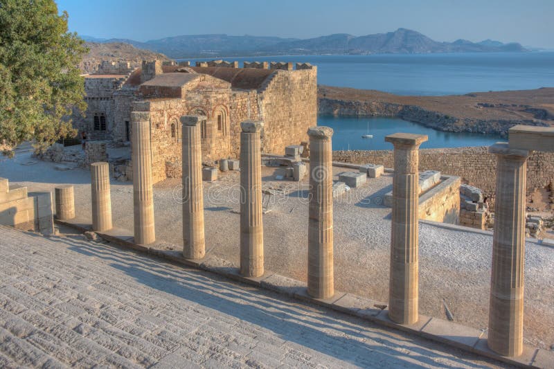 View of Lindos Acropolis at Greek Island Rhodes Editorial Stock Photo ...