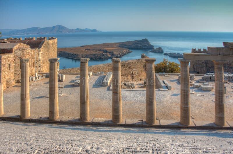 View of Lindos Acropolis at Greek Island Rhodes Editorial Stock Image ...