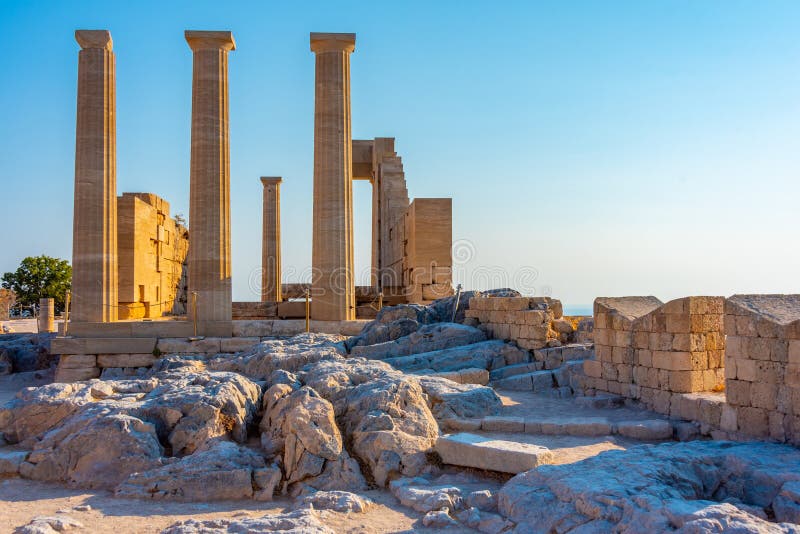 View of Lindos Acropolis at Greek Island Rhodes Editorial Stock Photo ...
