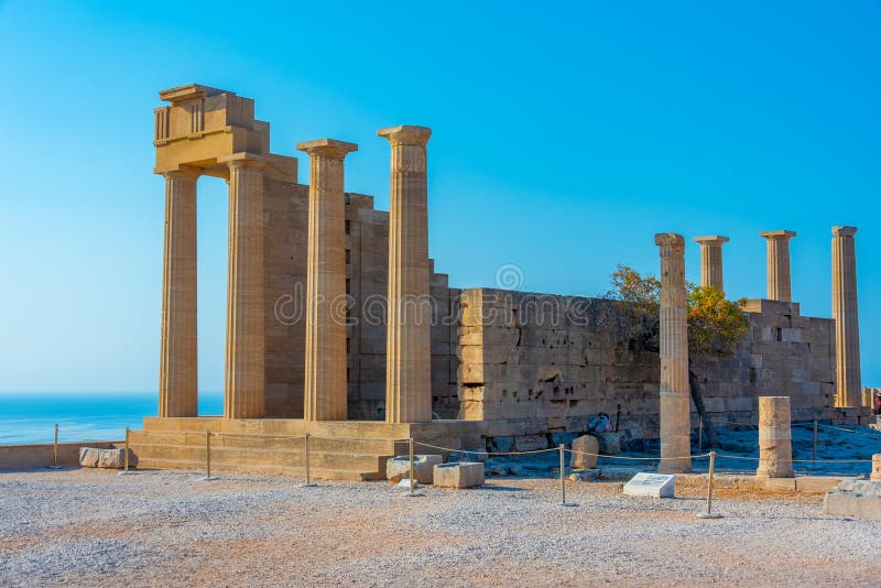 View of Lindos Acropolis at Greek Island Rhodes Editorial Photography ...