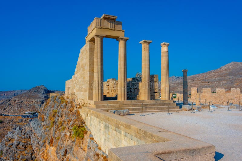 View of Lindos Acropolis at Greek Island Rhodes Editorial Stock Photo ...