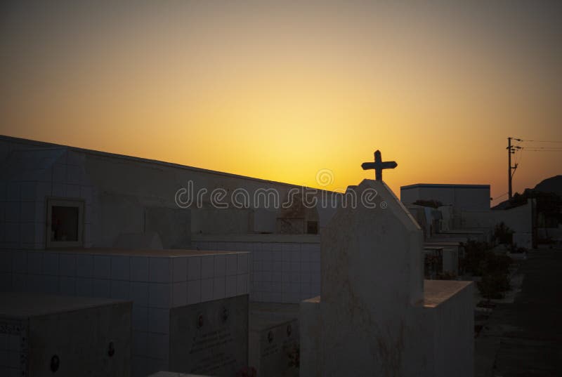 Sunset in Graveyard stock photo. Image of skyline, afterglow - 219768902