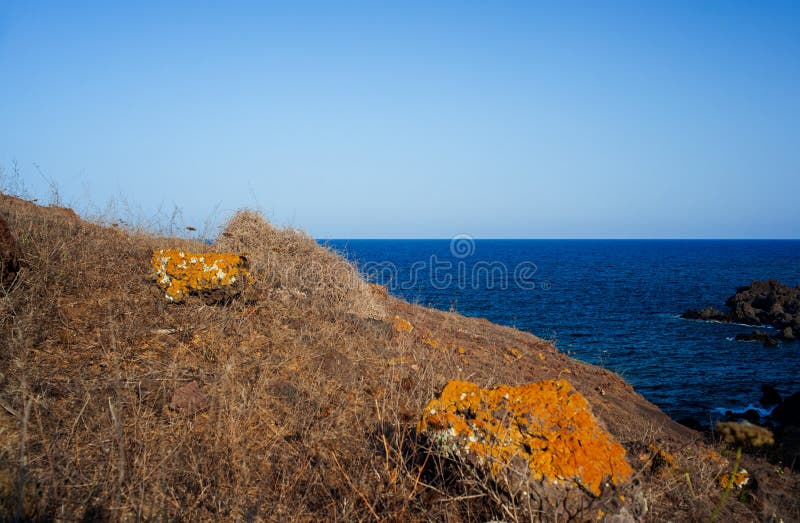 View of the Linosa sea stock image. Image of land, italy - 231241849