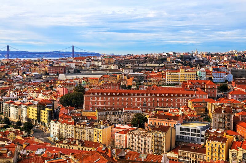 View of Lisbon, Portugal stock image. Image of high, alfama - 67476819