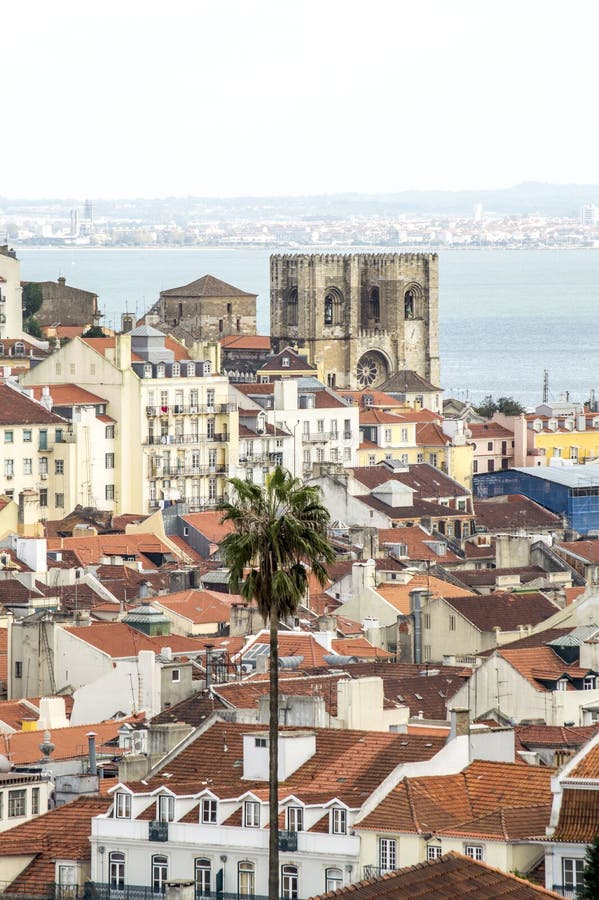 View of Lisbon with the Rio Stock Image - Image of locations ...