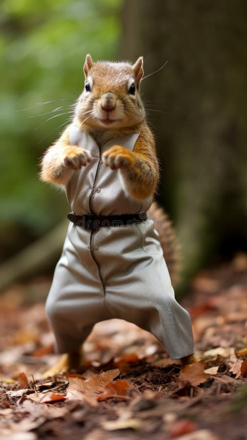 View of a Little Squirrel Doing Kung Fu Stock Illustration ...