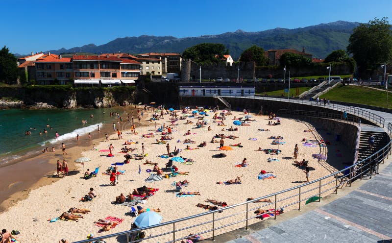View of Llanes with Beach in Summer Editorial Stock Image - Image of ...