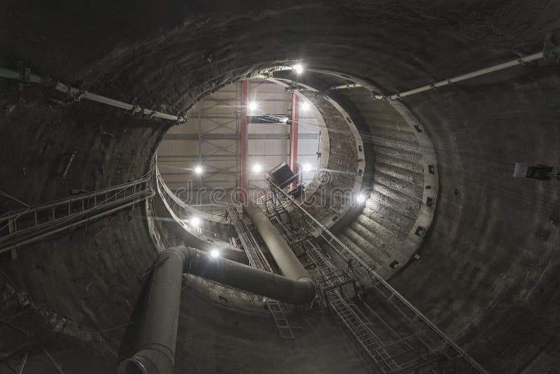 View into the Loading Shaft Used for Tunnel Excavation Stock Image ...