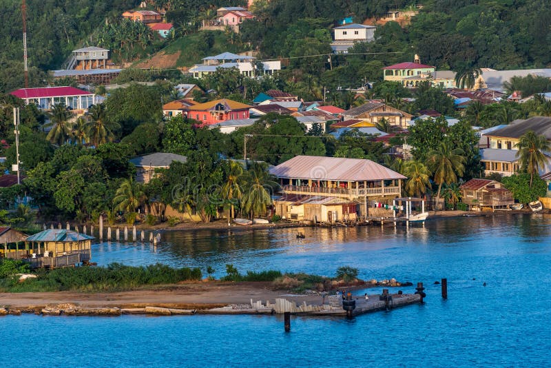 View of Local Island Village from the Cruise Ship Stock Photo - Image ...
