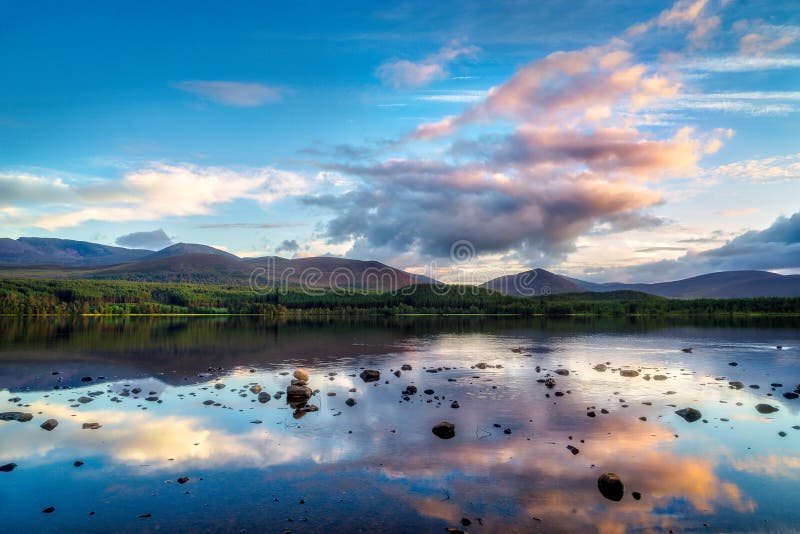 View of Loch Morlich stock photo. Image of shoreline - 83674170