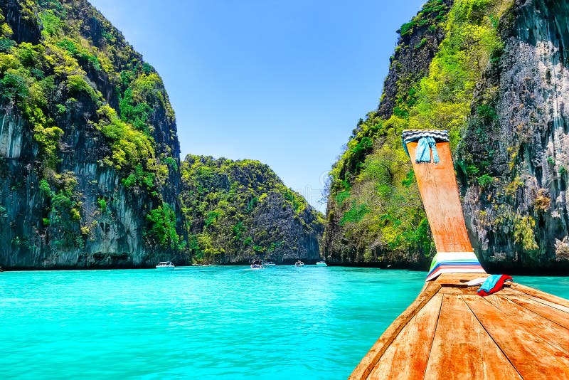 View of Loh Samah Bay in Phi Phi Island, Thailand Stock Photo - Image ...