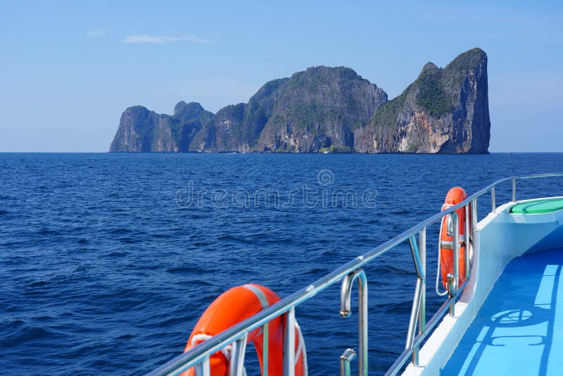 View of Loh Samah Bay, Phi Phi Island, Thailand on Summer Stock Photo ...