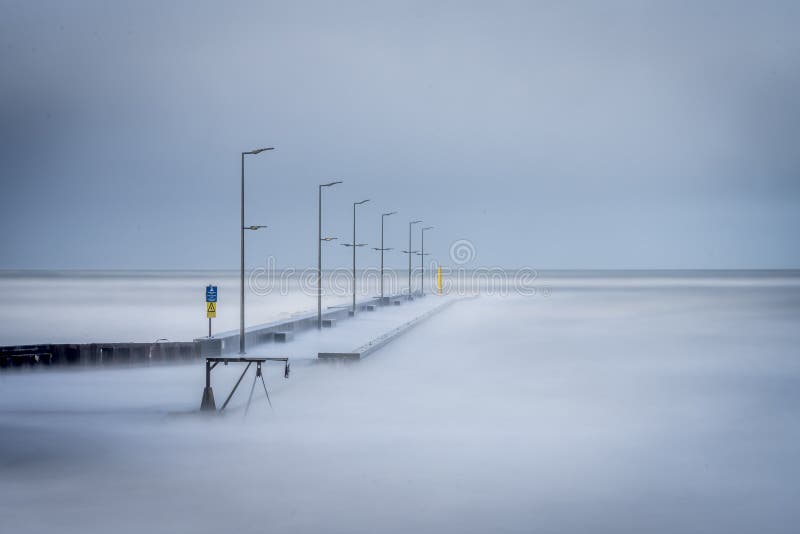 View of Lokken Pier on a Stormy Day. Stock Photo - Image of outdoors ...