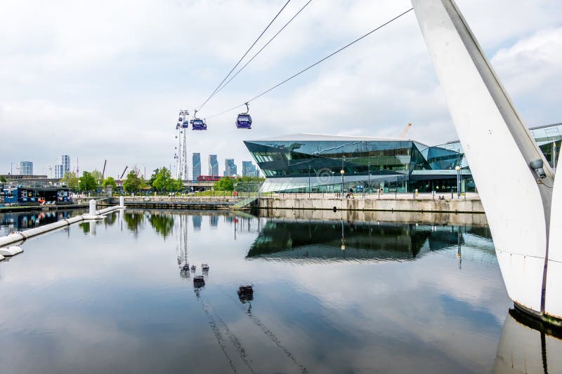 View of the London Cable Car Over the River Thames Stock Image - Image ...