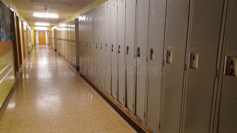 Long school corridor view stock photo. Image of architecture - 303406608