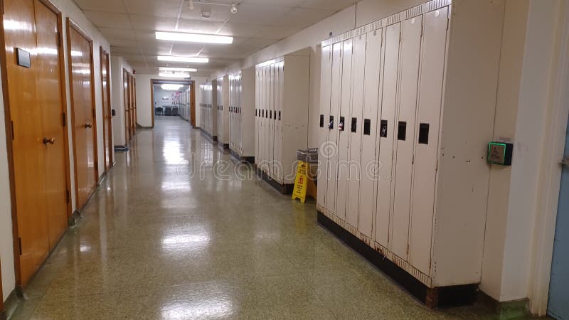 Long school corridor view stock photo. Image of academic - 303406626