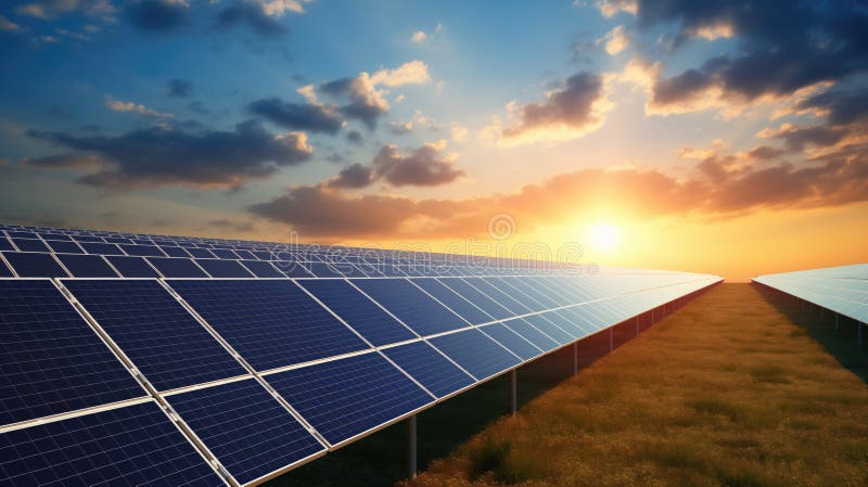 Line of Solar Power Plant Panels Stock Image - Image of industry, plant ...