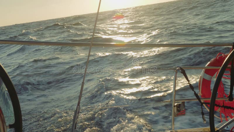 View of Long Ocean Waves from Yacht Stern Sailing in Atlantic Stock ...