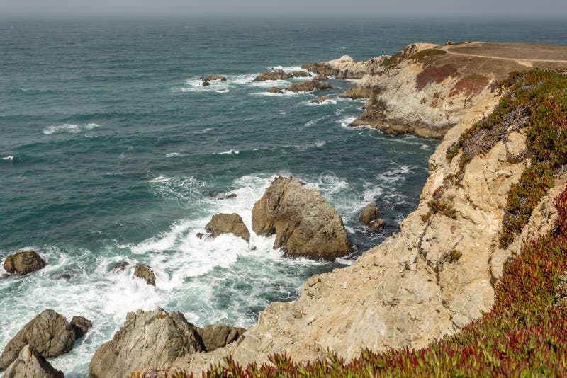 View of Long Rugged Northern California Cliffs at Coast Stock Photo ...