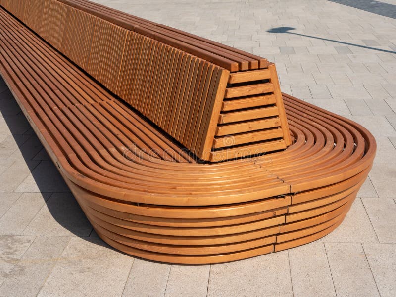 View of a Long Wooden Bench Set in the Town Square Stock Image - Image ...