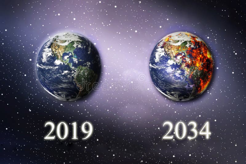 View of Looking Burns Planet Earth on Space Galaxy and Star Background ...