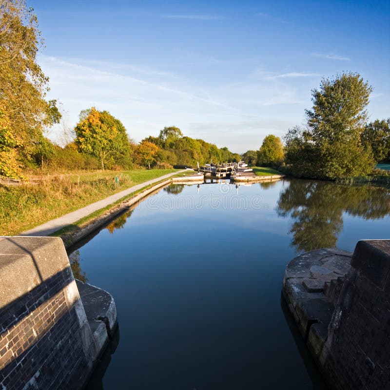 View Looking Down Hatton Flight of Locks Stock Photo - Image of blue ...
