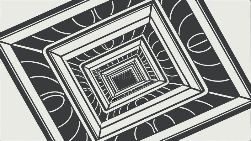 View Looking Down into an Ornate, Deep Square Tunnel Vector Art, Vector ...