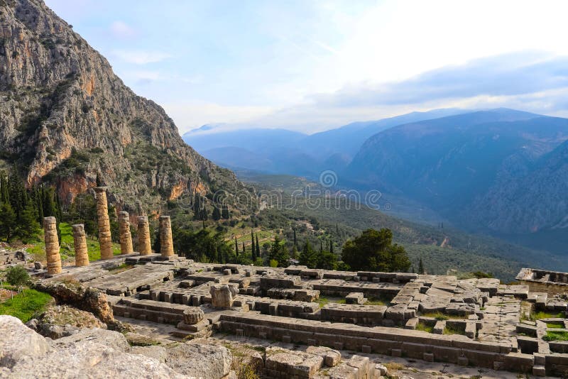 Sanctuary of Athena Pronaia, Delphi, Greece Stock Photo - Image of ...