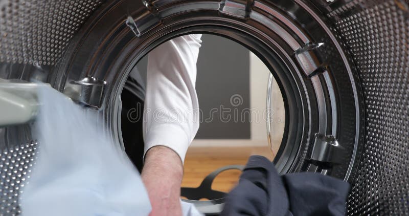 View Looking Out from Inside Washing Machine Filled with Laundry ...
