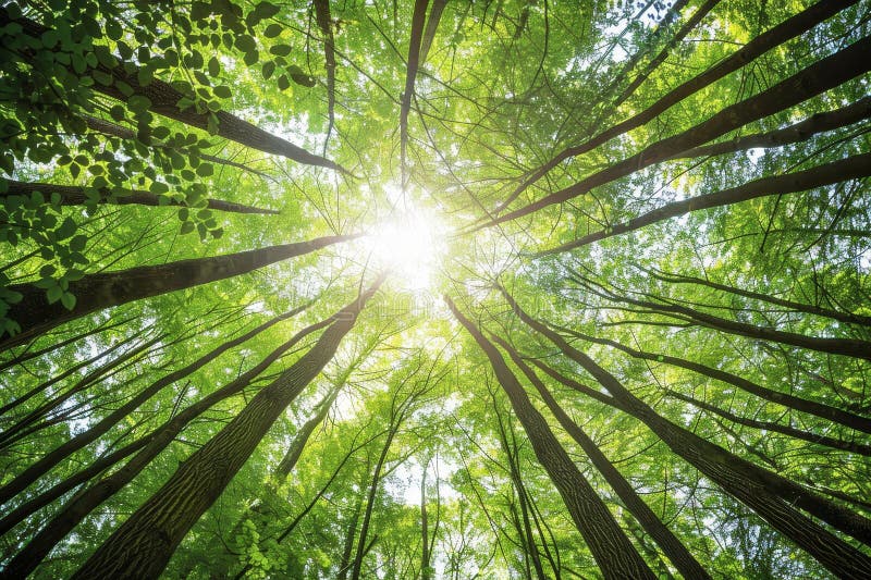 A View Looking Up through the Dense Canopy of Trees in a Forest, with ...