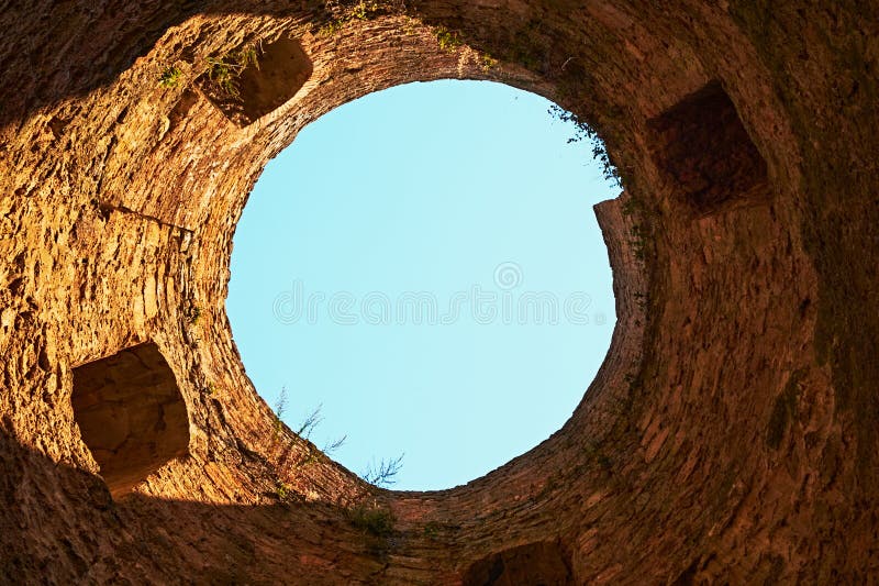 A View Looking Up from the Inside of an Old, Circular Brick Structure ...