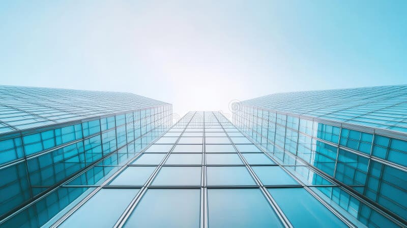 A View Looking Up at Modern Glass Skyscrapers Against a Bright Sky ...