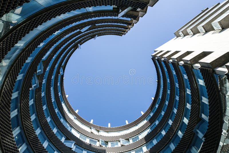 A View Looking Up into the Sky from a Building Inside Stock Photo ...
