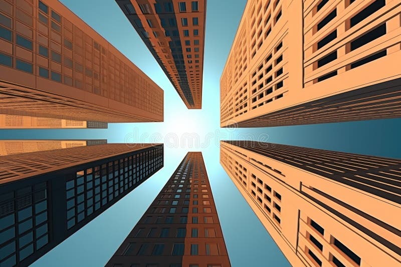 A View of a Tall Building with Glass Windows and Buildings in the ...