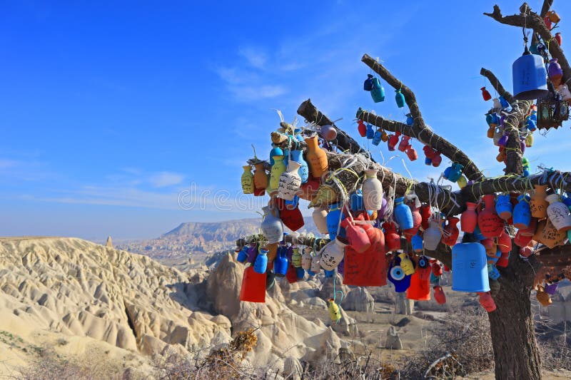 View of Love Valley with Decorated Wood in Cappadocia, Turkey Stock ...