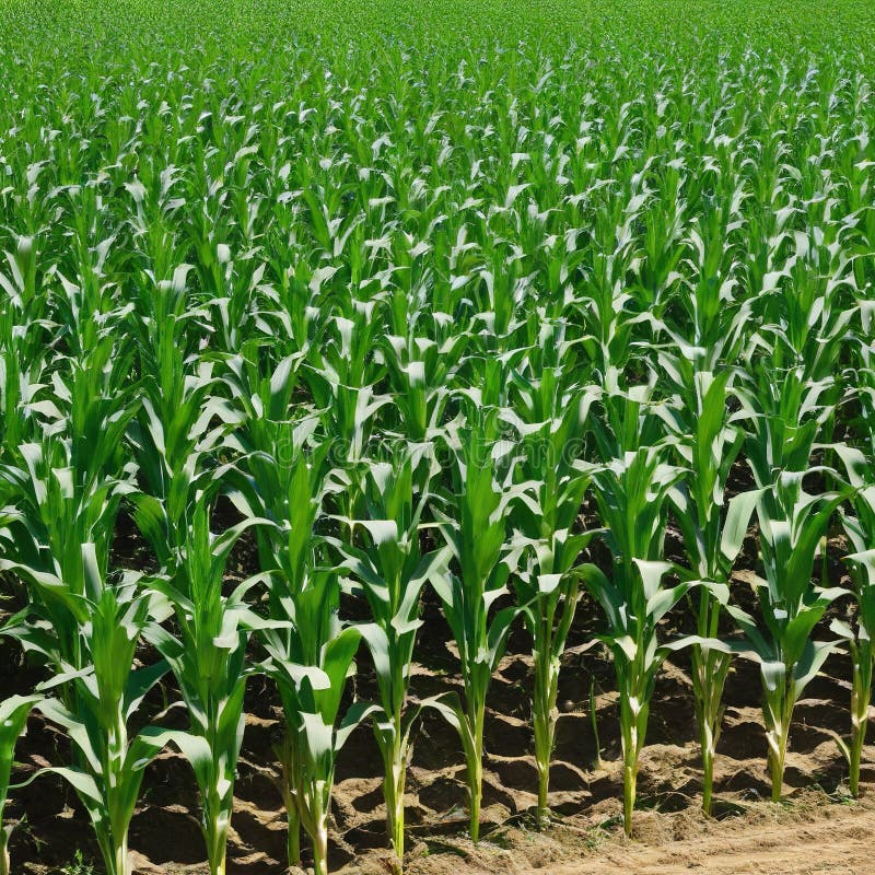 View from a Low Perspective of a Row of New Corn Stalks in a Field in ...