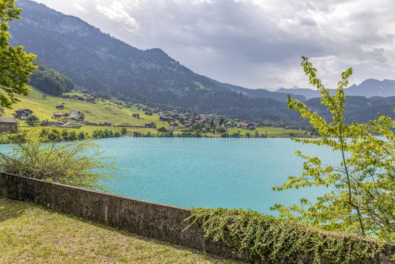 View of Lungern Lake Lungernsee in Lungern, Switzerland Stock Image ...