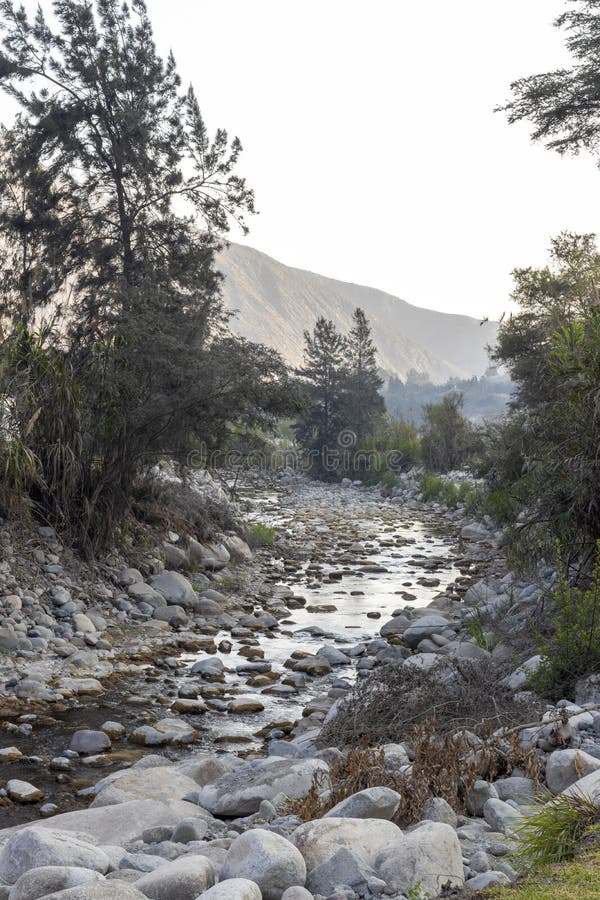 View of the Lurin River in Cieneguilla Stock Photo - Image of rock ...