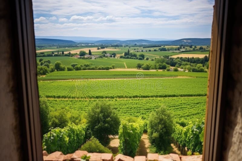 View of Lush Vineyard from High Turret or Tower Stock Photo - Image of ...