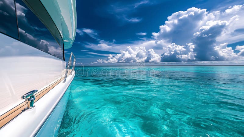 View from the Luxury Yacht Deck Over the Blue Ocean. Stock Illustration ...
