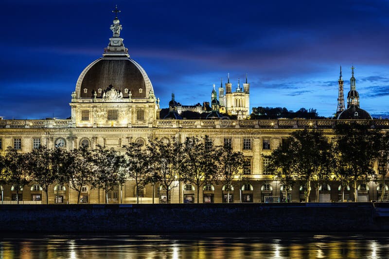 View of Lyon City after Sunset Stock Photo - Image of rhone, dusk: 37264896