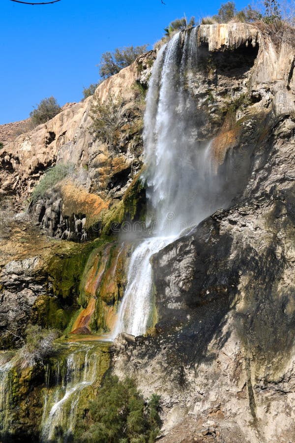 View at Ma in Thermal Spring Waterfall in Jordan Stock Photo - Image of ...