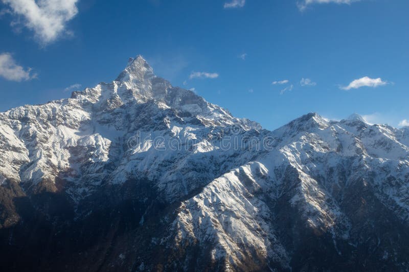 View of Machapuchare or Fishtail Mountain Stock Photo - Image of ...