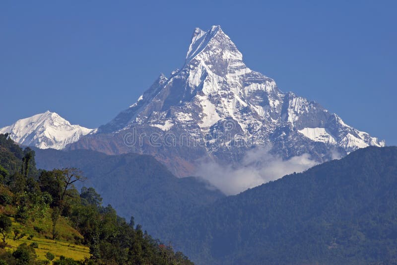 View of Machhapuchhre Mountain from Dhampus Village in Nepal Stock ...