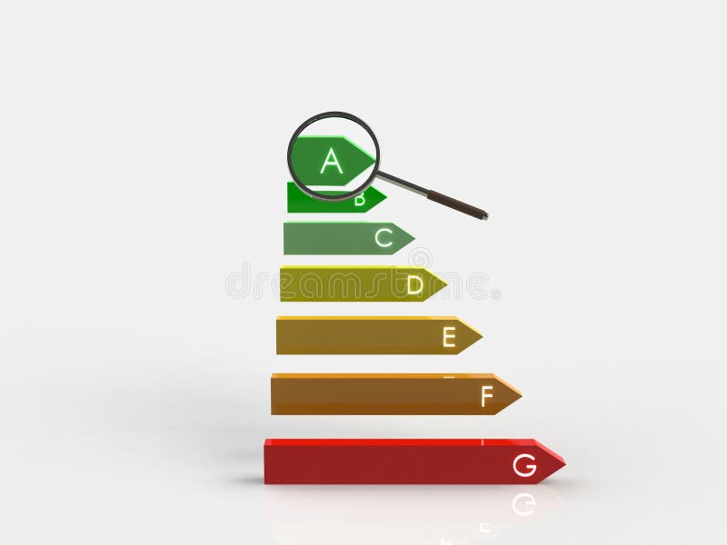 View through a Magnifying Glass To the Energy Class Stock Illustration ...