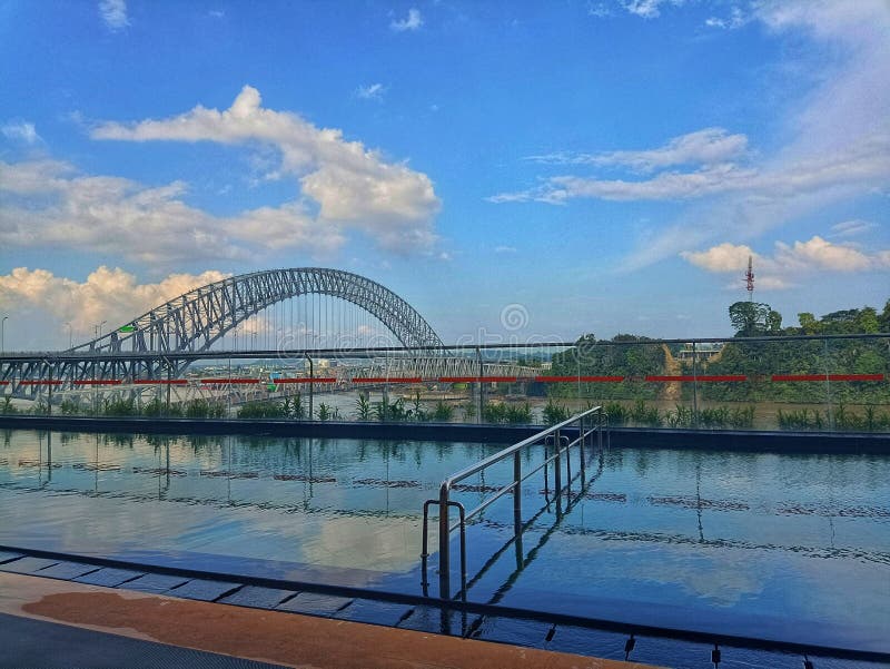 View of Mahakam Bridge, Samarinda City Stock Photo - Image of dock ...