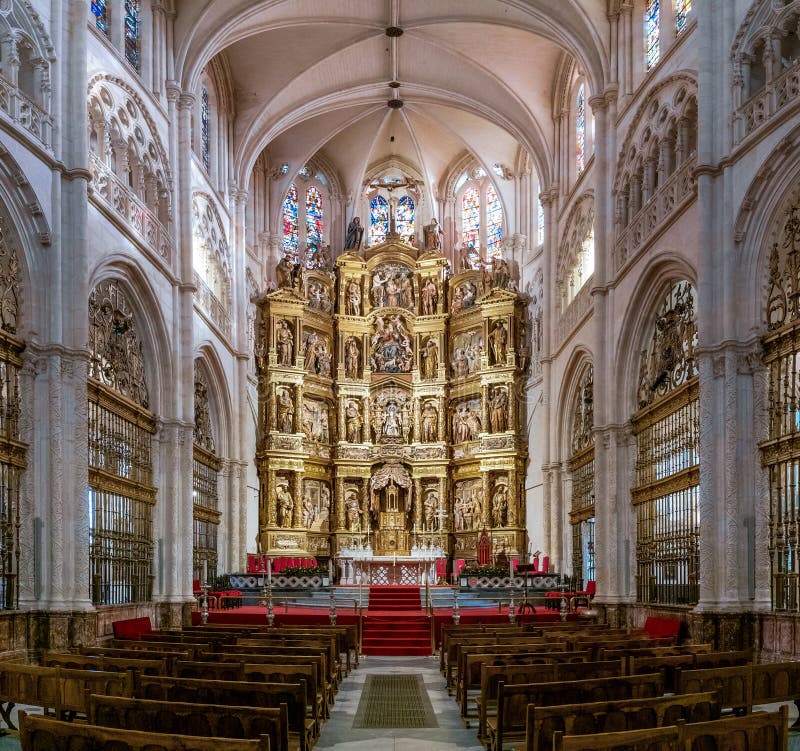 View of the Main Altar in the Central Nave of the Burgos Cathedral ...