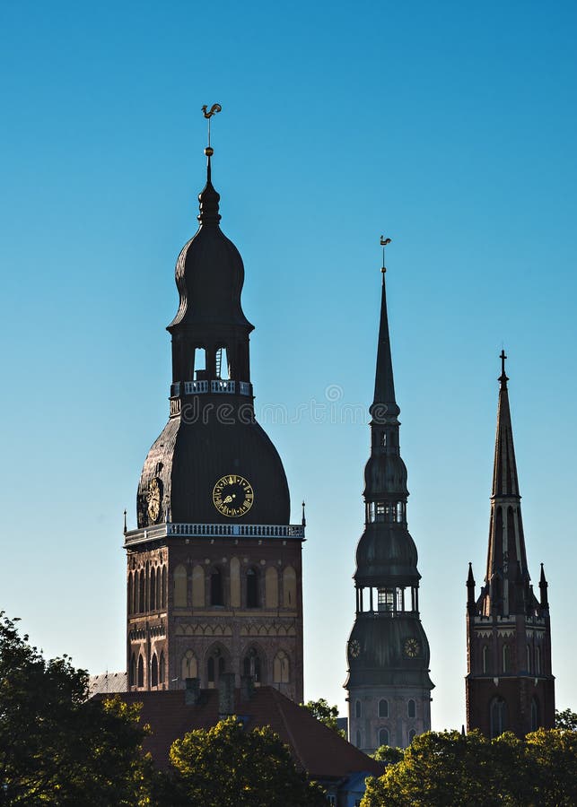 View on Main Churches of Old Riga Stock Photo - Image of latvia, dome ...