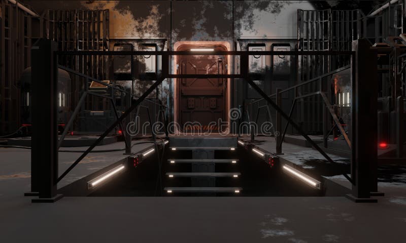 View of Main Door in Control Room Stock Illustration - Illustration of ...